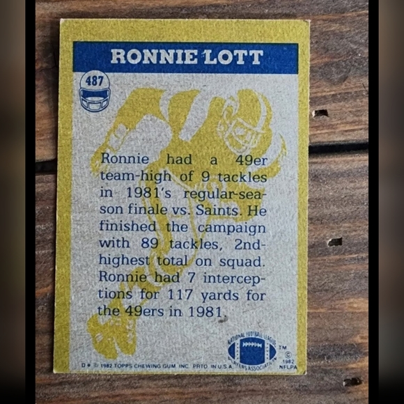 Topps | Toys | Ronnie Lott 2 Pc Lot Including 1982 Rookie Cards And ...